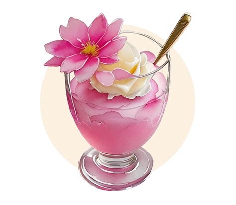 Premium Vector Hand Drawn Watercolor Cocktail Dessert Pink Strawberry