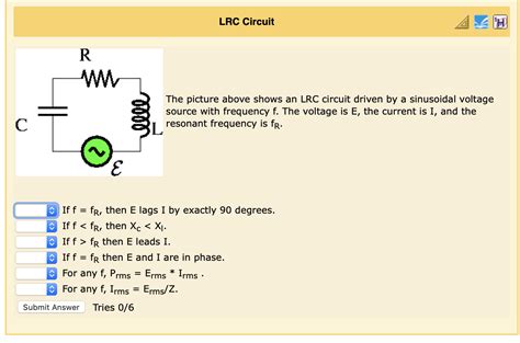 Solved The Picture Above Shows An LRC Circuit Driven By A Chegg