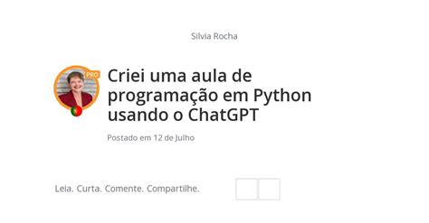 Criei Uma Aula De Programação Em Python Usando O Chatgpt