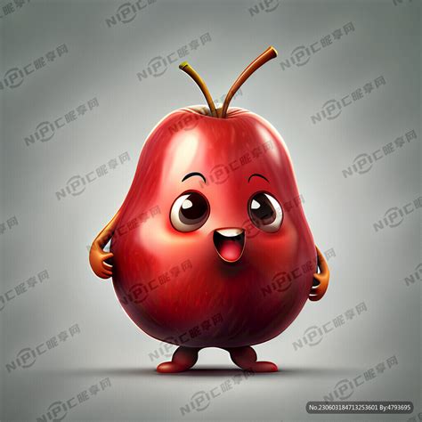 Ai创作图红枣卡通 可爱萌哒哒 超高清 3d 红色 昵图网