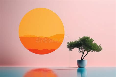 3 D Rendering Of A Modern Minimal Background With Abstract Landscape