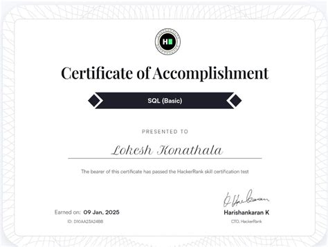 Lokesh Konathala On Linkedin Sql Hackerrank Certification Datamanagement Learningandgrowing