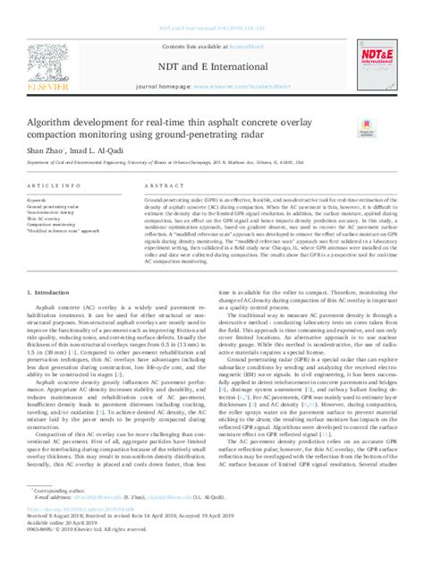 pdf algorithm development for real time thin asphalt concrete overlay