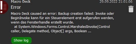 Backup Error Issue Macro Deck App Macro Deck Github