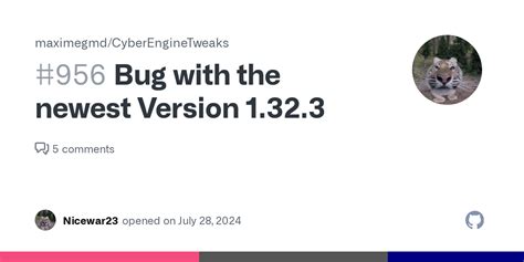 bug with the newest version 1 32 3 · issue 956 · maximegmd cyberenginetweaks · github