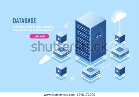 Server Room Isometric Icon Database Connection Stock Vector Royalty Free 1290172720 Shutterstock