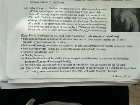 Solved Between Each Set Of Coordinates D Color Of A