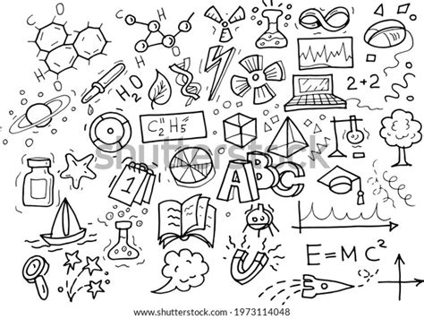 Science Doodle Set Vector Graphics Illustration Stock Vector Royalty