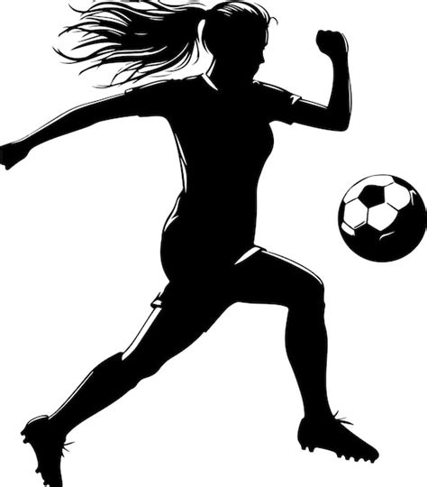 Female Soccer Silhouette Vector Illustration On Isolated White