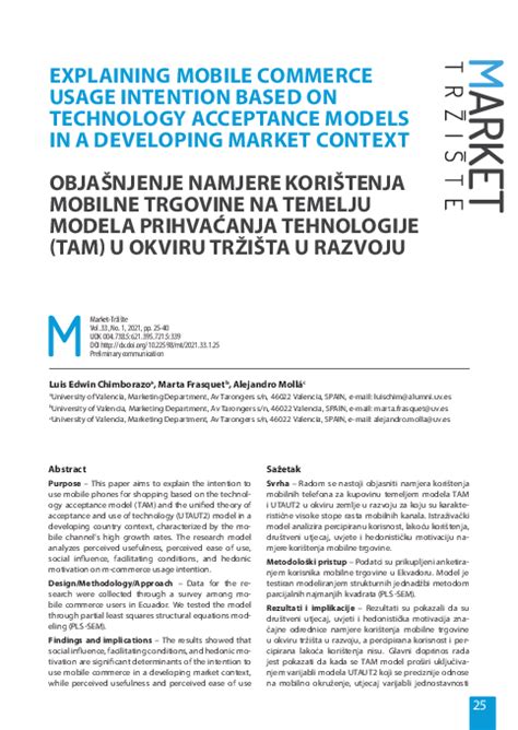 Pdf Explaining Mobile Commerce Usage Intention Based On Technology Acceptance Models In A