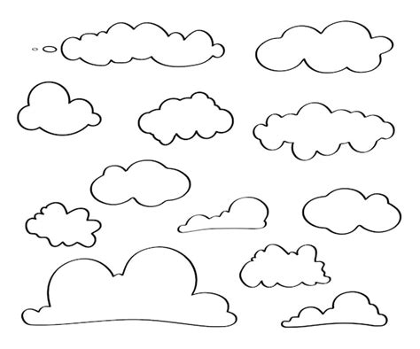 Icono de nube Icono de arte de línea de nubes Conjunto de cielo