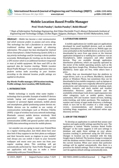 Irjet Mobile Location Based Profile Manager By Irjet Journal Issuu