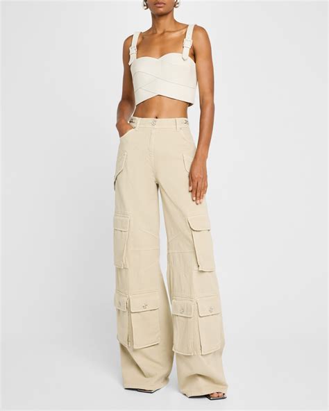 Versace Stone Washed Baggy Denim Cargo Pants Neiman Marcus