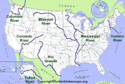 Us Rivers Map Printable In Pdf River Map Of Us