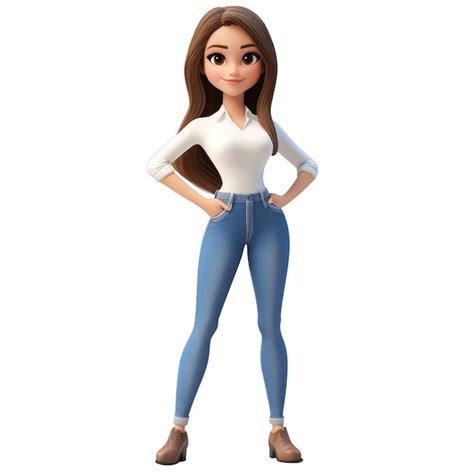 Personagem Feminino De Desenho Animado PNG 3D Isolado Em Fundo