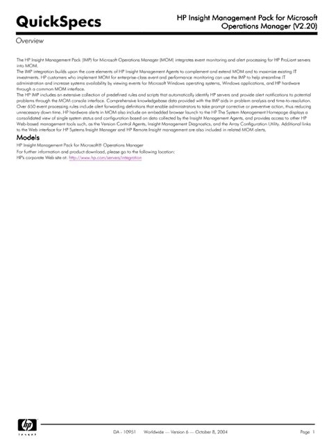 Hp Insight Management Pack For Microsoft Operations Manager V2 20