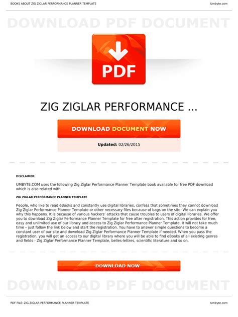 Fillable Online Books About Zig Ziglar Performance Planner Template Fax