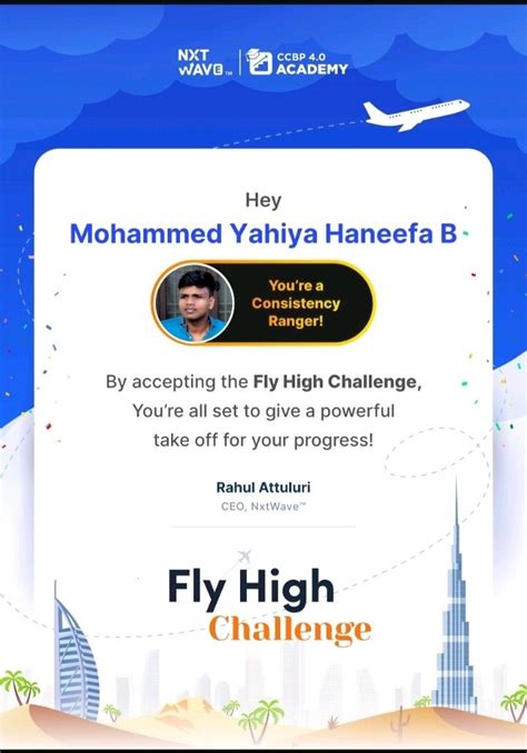 Mohammed Yahiya On Linkedin Flyhighchallenge Nxtwave Ccbpian