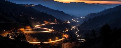 Premium AI Image When Night Fell Lights And Vehicle Traces Could Be