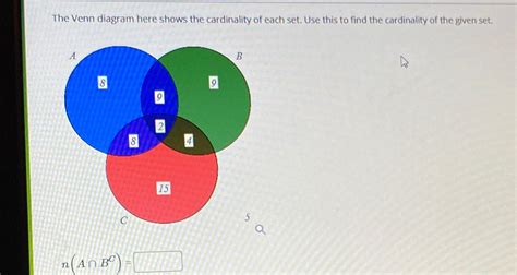 Solved The Venn Diagram Here Shows The Cardinality Of Each Chegg