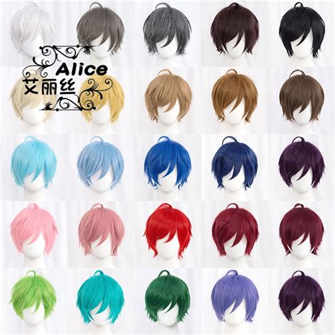 Jual Wig Cosplay Alice Ywailisi Base Cowok Pria Cm Lurus Multi Colour Banyak Warna Cap