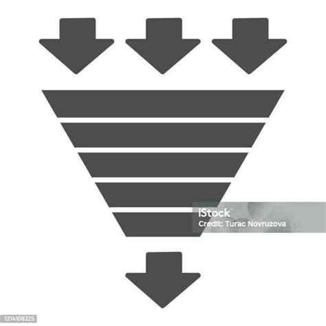 병목 현상 차트 솔리드 아이콘입니다 소비 피라미드 깔때기 다이어그램 기호 흰색 배경에 글리프 스타일 그림 모바일 개념 및 웹