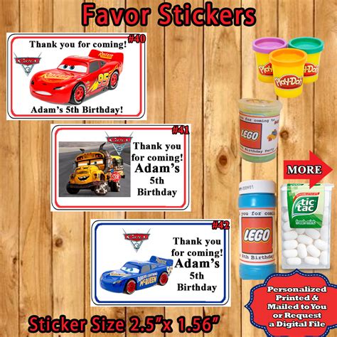 Cars Water Bottle Labels