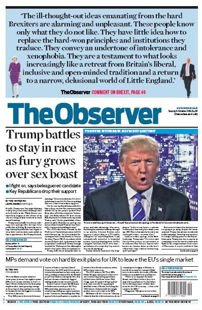 The Observer Uk Front Page For 9 October 2016 Paperboy Online