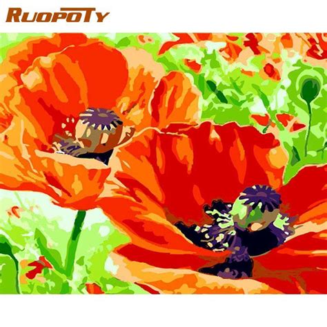 Купить Ruopoty бескаркасные цветы картина маслом по номерам красивые