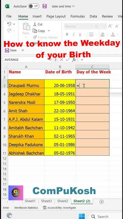 Get Day Name From Date In Excel Excel Formula Shortvideo Exceltutorial Exceltricksandtips