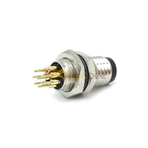 M8 8pin Male Pcb Socket Connector A Coding Back Mount Waterproof Straight Panel Receptacles