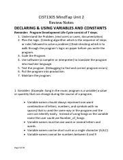 CIST1305 Unit 2 Notes Pdf CIST1305 MindTap Unit 2 Review Notes
