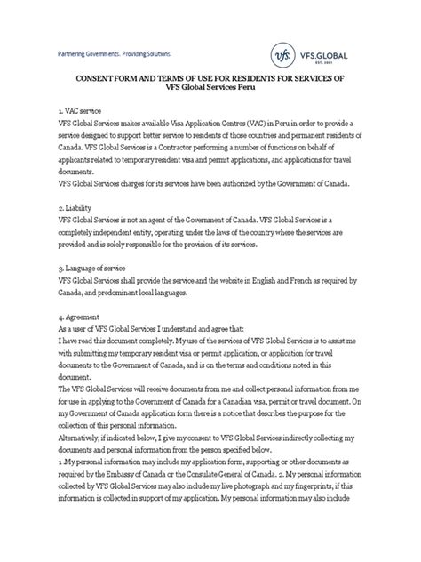 Vfs Consent Form Pdf Personally Identifiable Information Travel Visa