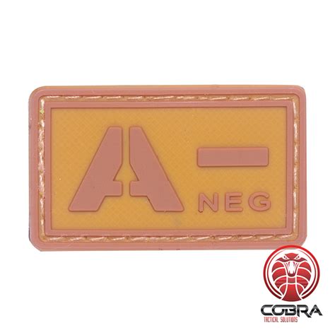 A NEG Blood Type D PVC Military Patch Brown Velcro Military Airsoft