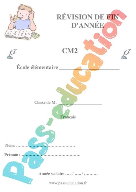 Evaluation Révision Bilan CM Bilan et controle corrigé pdf à imprimer