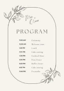 Sample Wedding Reception Program Template