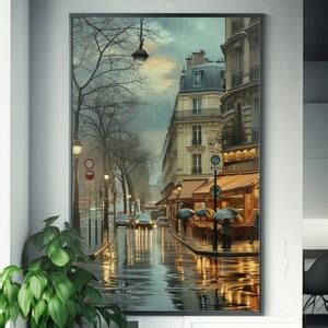 Photorealistic Rainy Urban Street Art Matte Painting Atmospheric