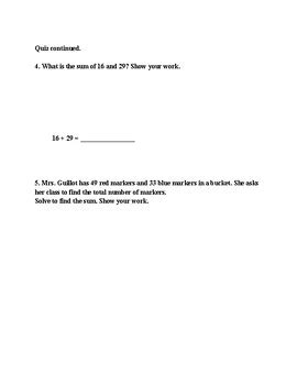 Add Two Digit Numbers Quiz By Jamie Clark Guillot TPT