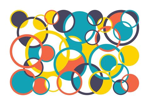 Modern Vector Abstract Geometric Background With Circles And Semi Circles In Retro Scandinavian