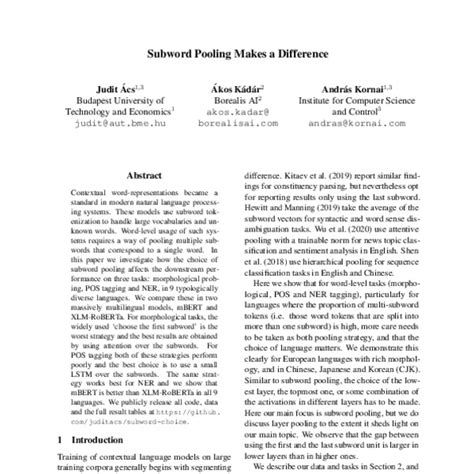 subword pooling makes a difference acl anthology
