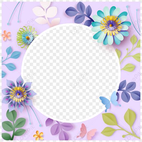 종이 컷 꽃 일러스트 페이스 북 아바타 보라색 테두리 나비 봄인사주형