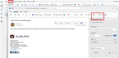 Outlook Using Scheduling Poll Service Portal