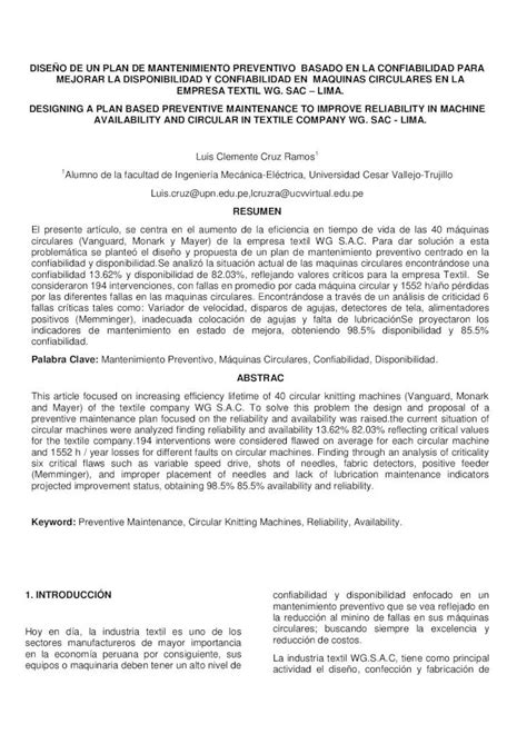 PDF DISEÑO DE UN PLAN DE MANTENIMIENTO PREVENTIVO juegos de levas