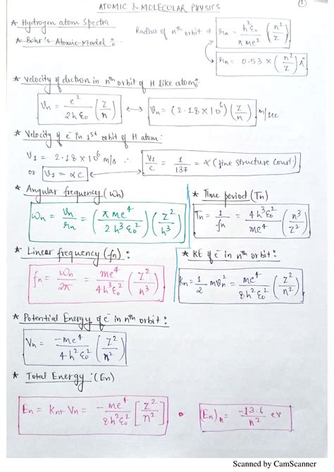 Atomic And Molecular Short Notes 1 Engineering Physics Studocu