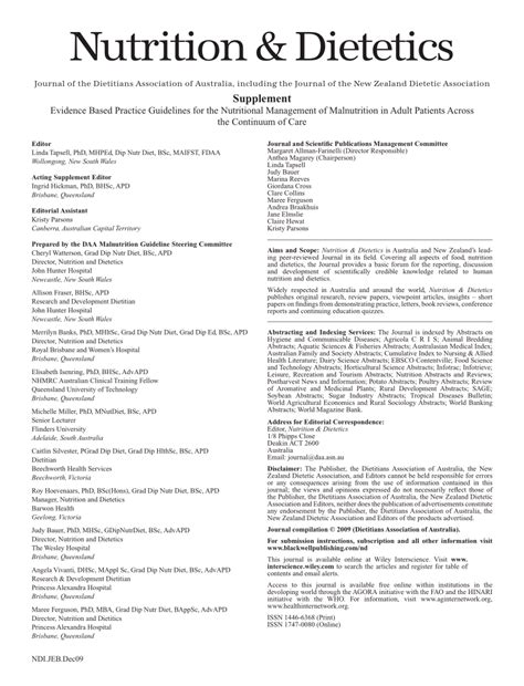 Pdf Evidence Based Practice Guidelines For The Nutritional Management