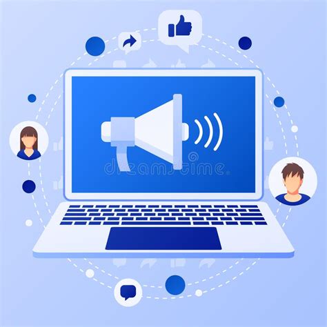 Social Media Marketing Concept With Megaphone Stock Vector