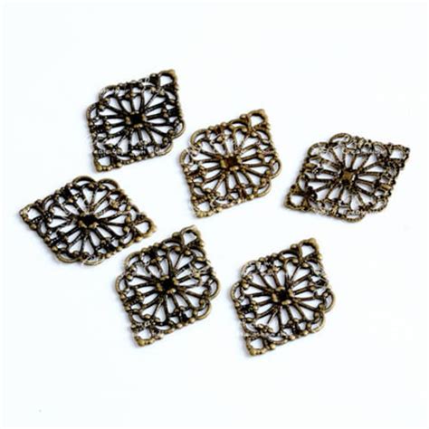 10pcs Antique Bronze Plated Raw Brass Filigree Jewelry Etsy