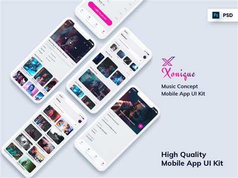 Xonique Music Mobile App Ui Kit Light Version By Digitalheaps On Dribbble