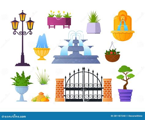 Elements Of Urban Architecture Flat Design Style Objects Set Stock