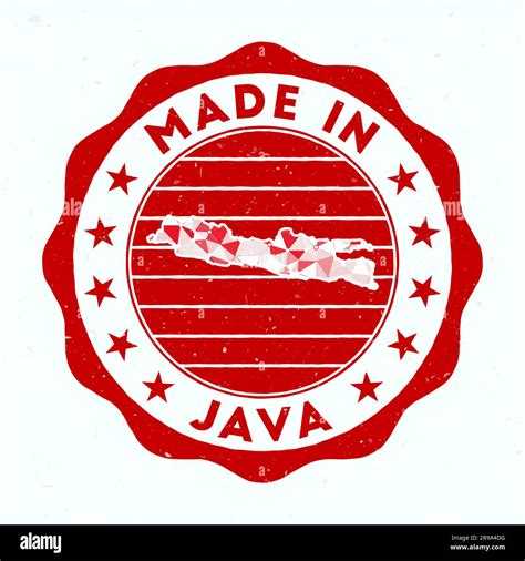 Made In Java Island Round Stamp Seal Of Java With Border Shape